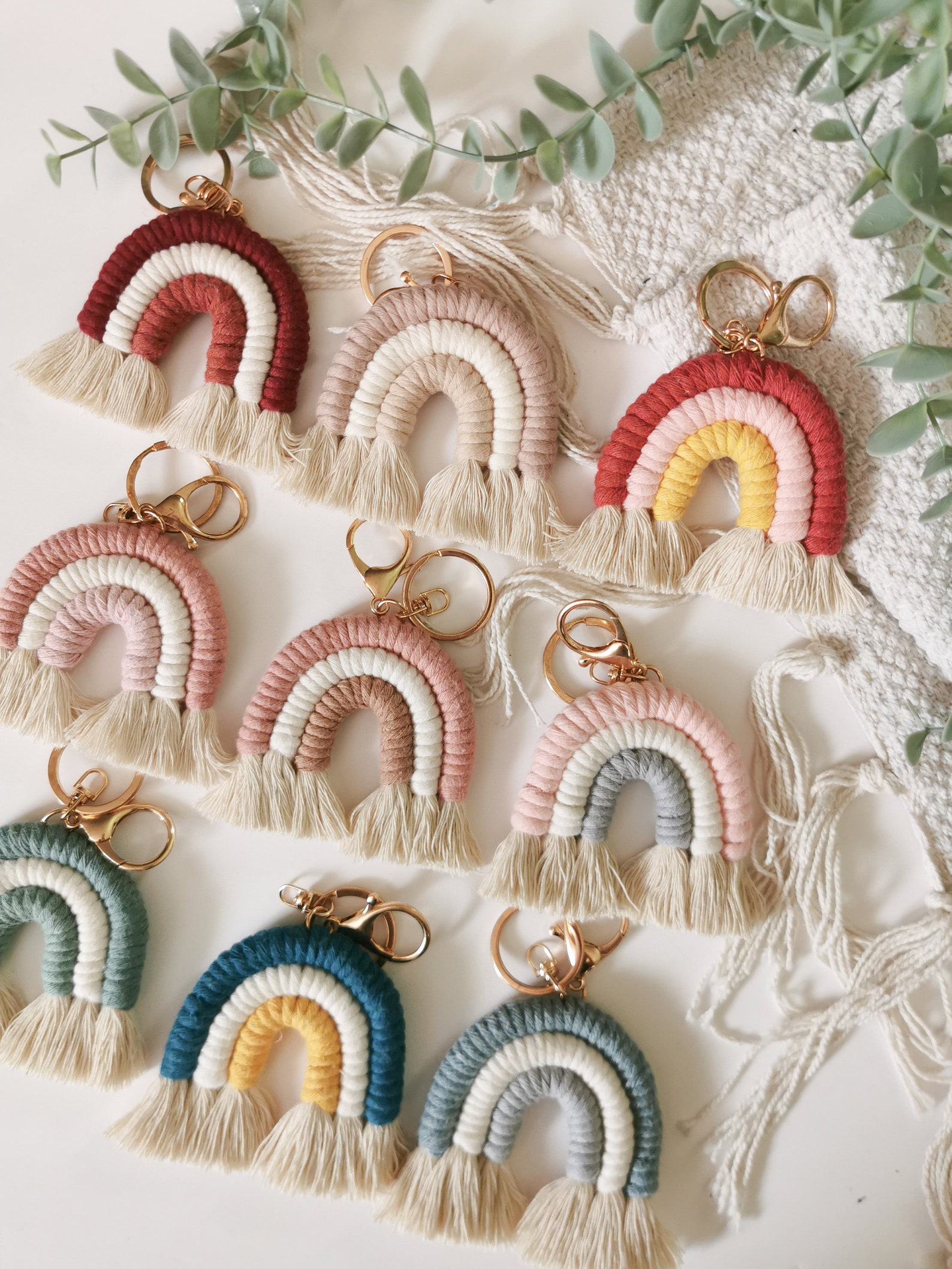 Macrame Rainbow Keychain Boho Bag and Purse Charm Cute - Etsy