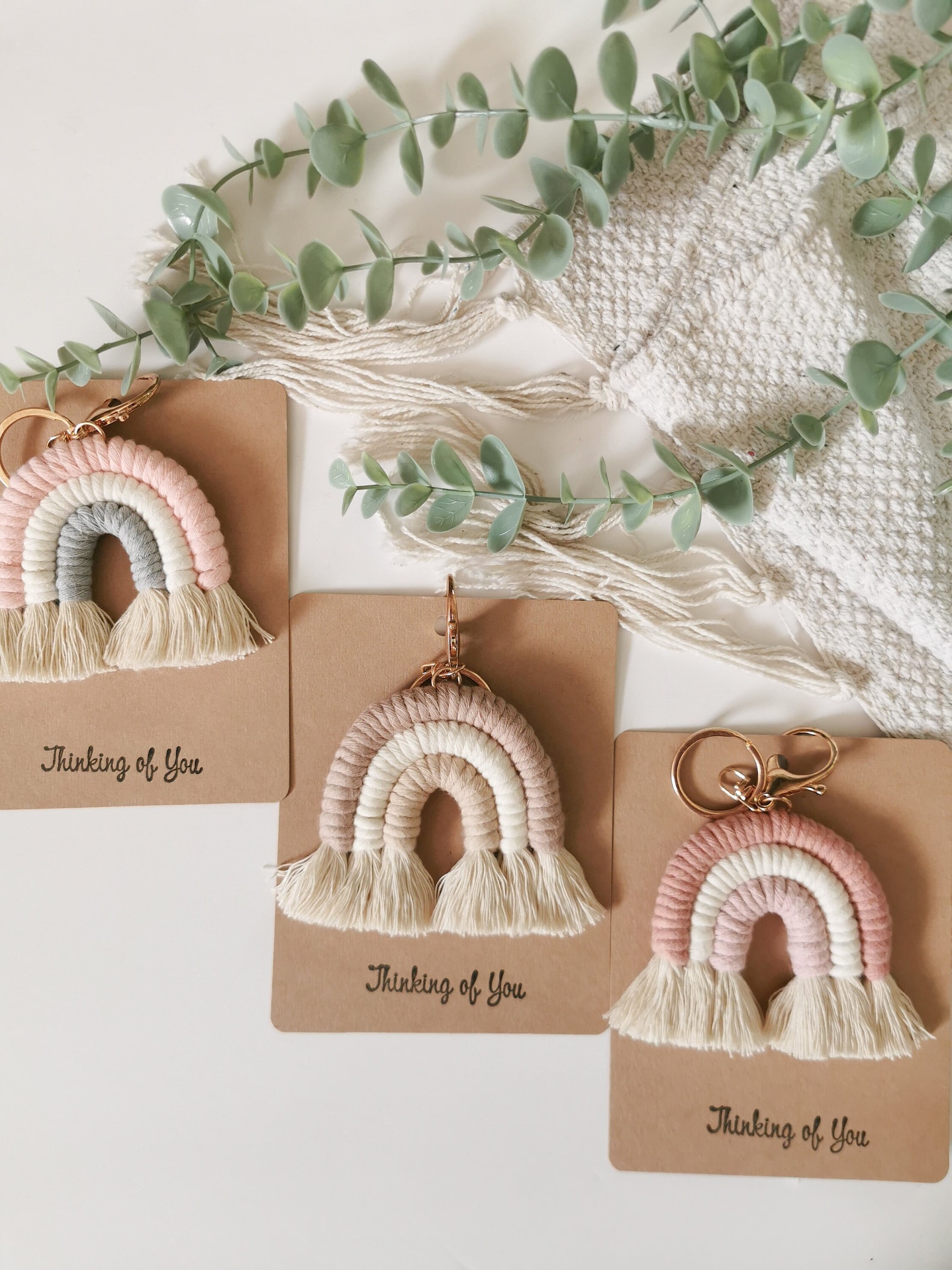 Macrame Rainbow Keychain Boho Bag and Purse Charm Cute Gift - Etsy