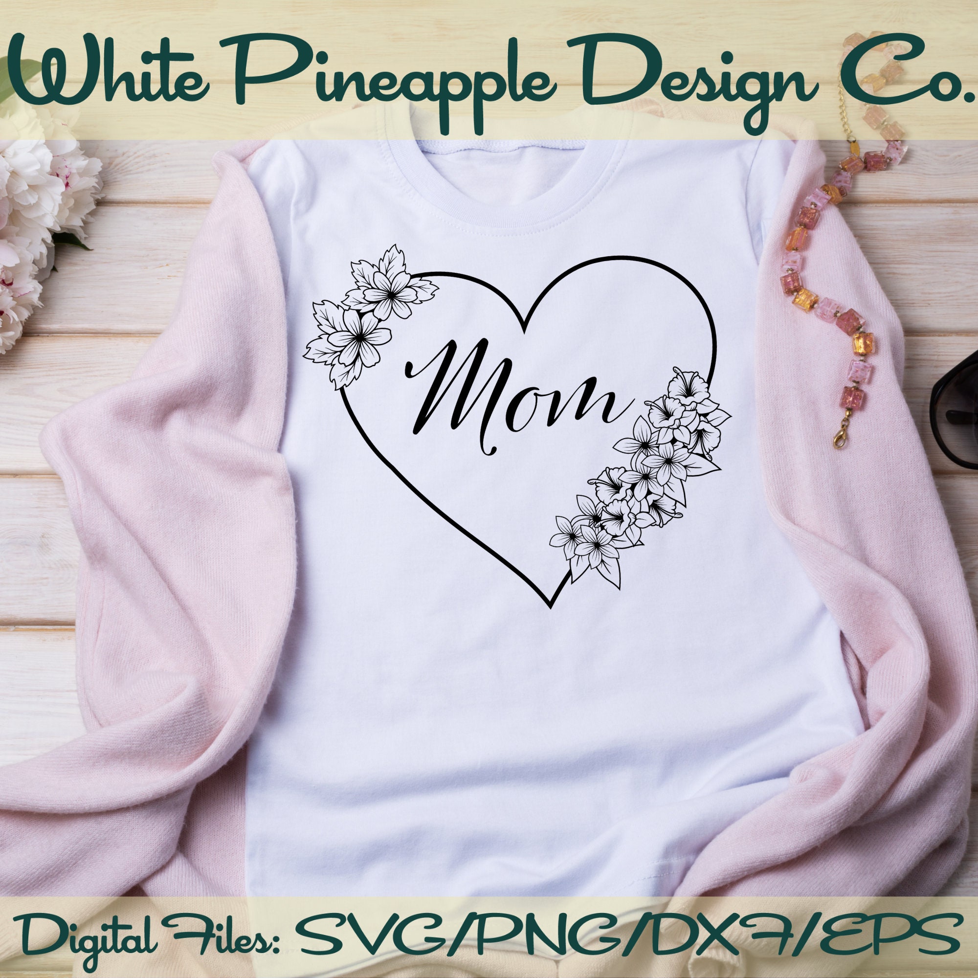 Mom Heart SVG Floral Heart SVG Mothers Day SVG Mama Heart - Etsy