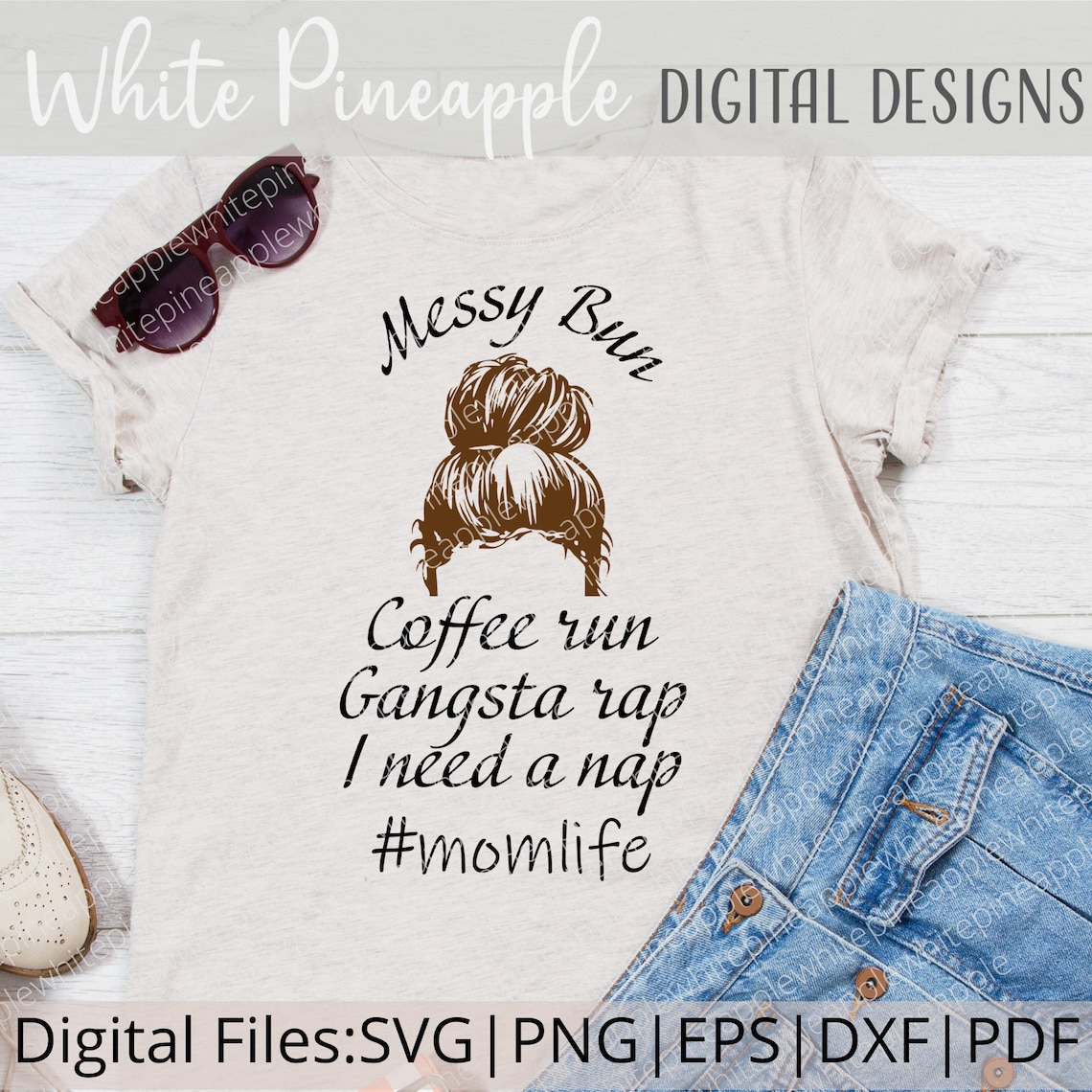 Messy Bun SVG Coffee Run SVG Gangsta Rap SVG Mom Life - Etsy