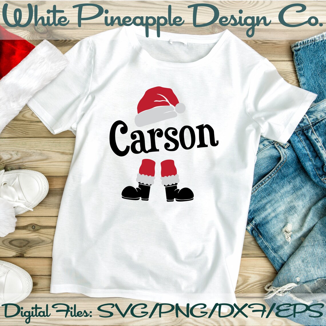 Monogram Santa SVG, Personalized Santa SVG, Christmas Shirt SVG, Santa ...