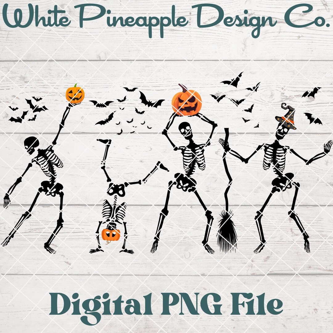 Dancing Skeletons PNG, Retro Halloween Skeletons, Pumpkin PNG, Spooky ...