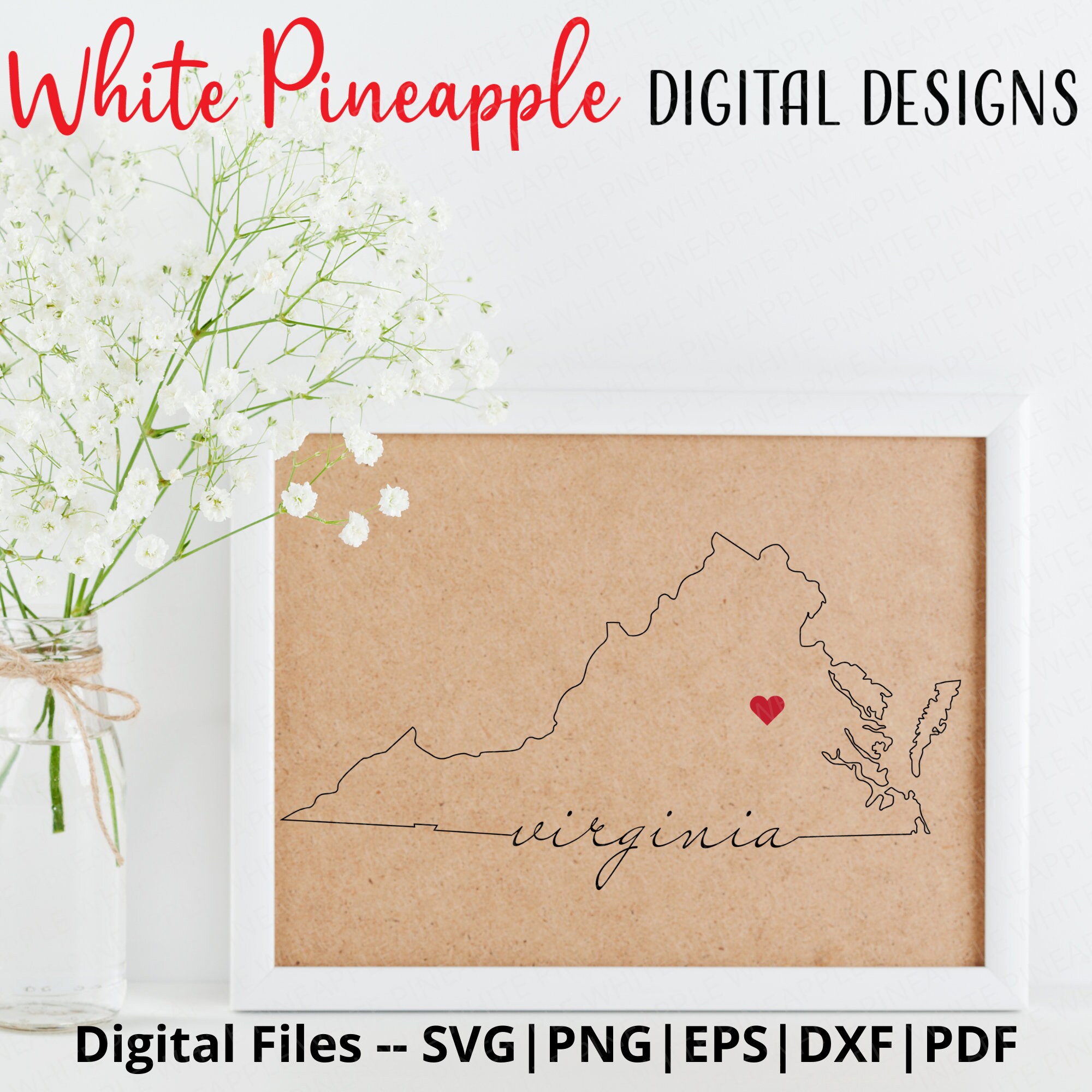 Virginia SVG Home SVG Virginia State Outline SVG States - Etsy