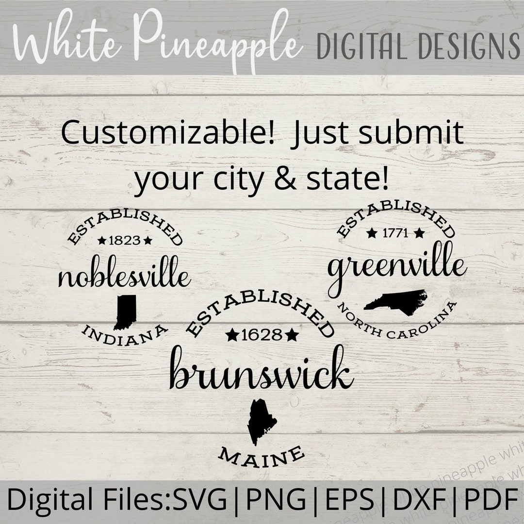 City and State SVG, Custom State SVG, State With Name SVG, Personalized ...