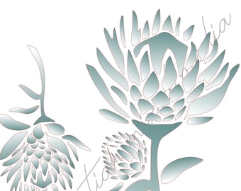 Protea Digital Stencil No 4 Template in Dxf,svg,pdf,cdr,jpeg Formats ...