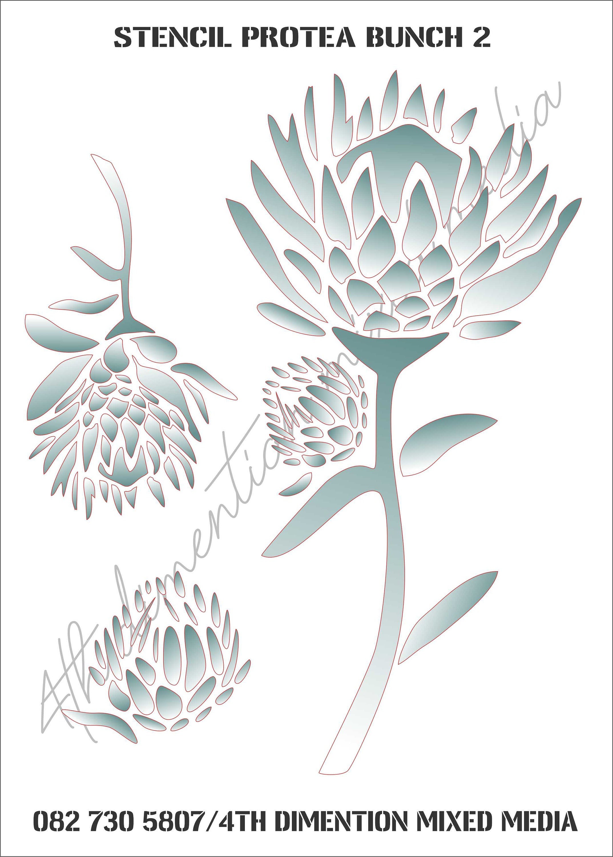 Protea Digital Stencil No 2 Template in Dxf,svg,pdf,cdr,jpeg Formats ...
