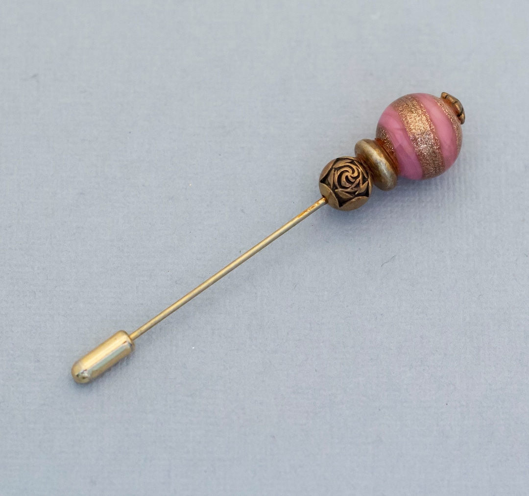 Vintage Bohemian Pink Planet Hat Pin, Stylish Hat Pin, Antique Sphere ...