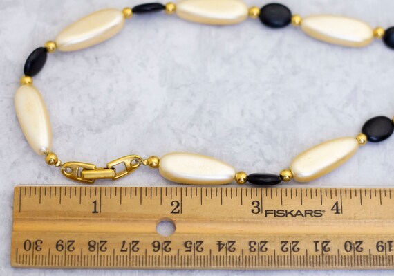 24 inch, Vintage Beaded Necklace, White Black Beaded … - Gem