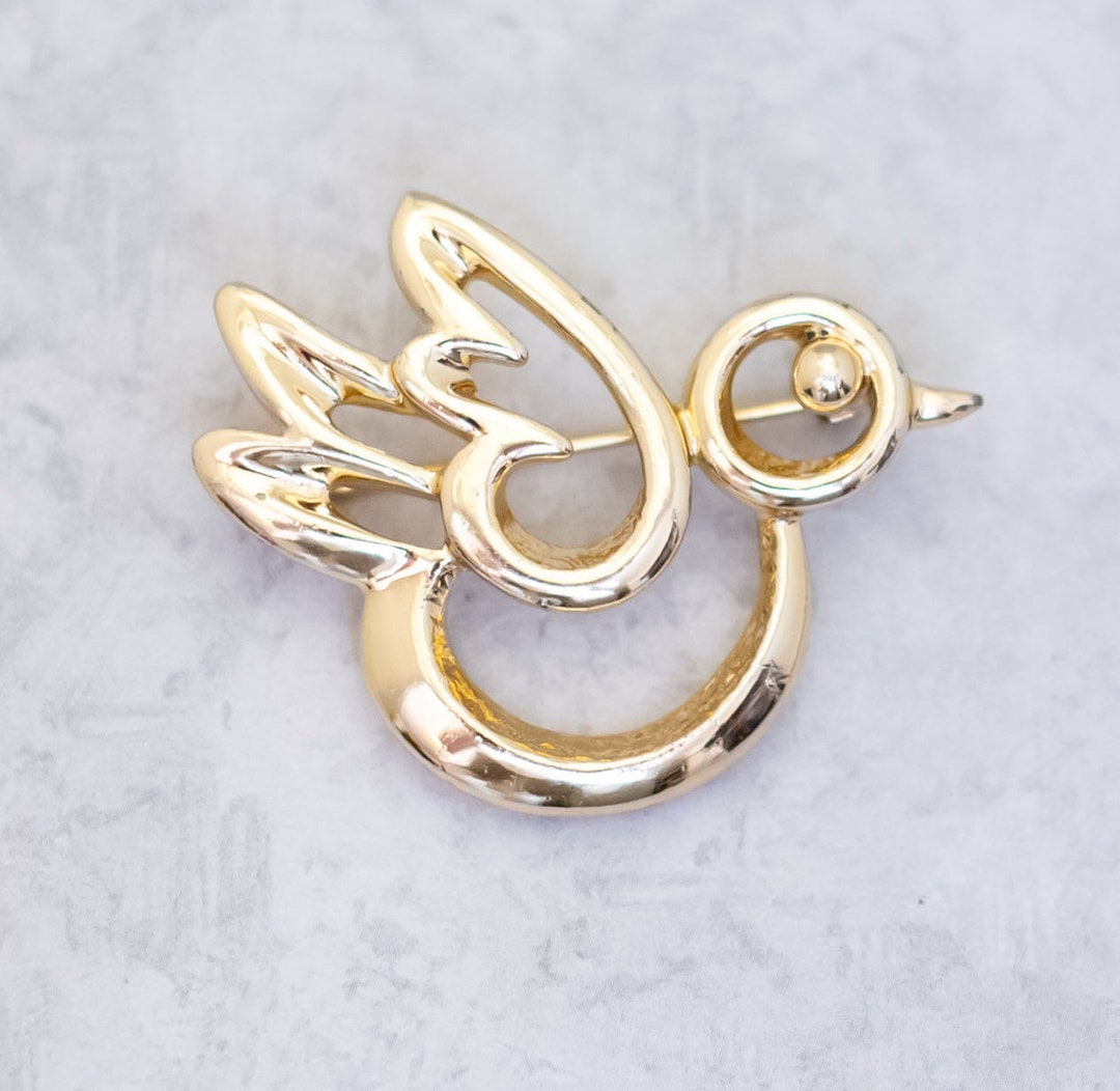 Vintage Gold Tone Dainty Flying Bird Doodle Brooch by Sarah Coventry ...