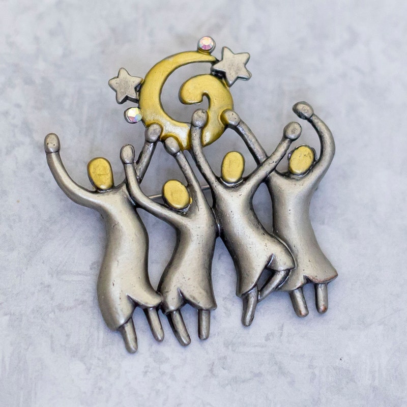 Silver Moon Brooch - Etsy