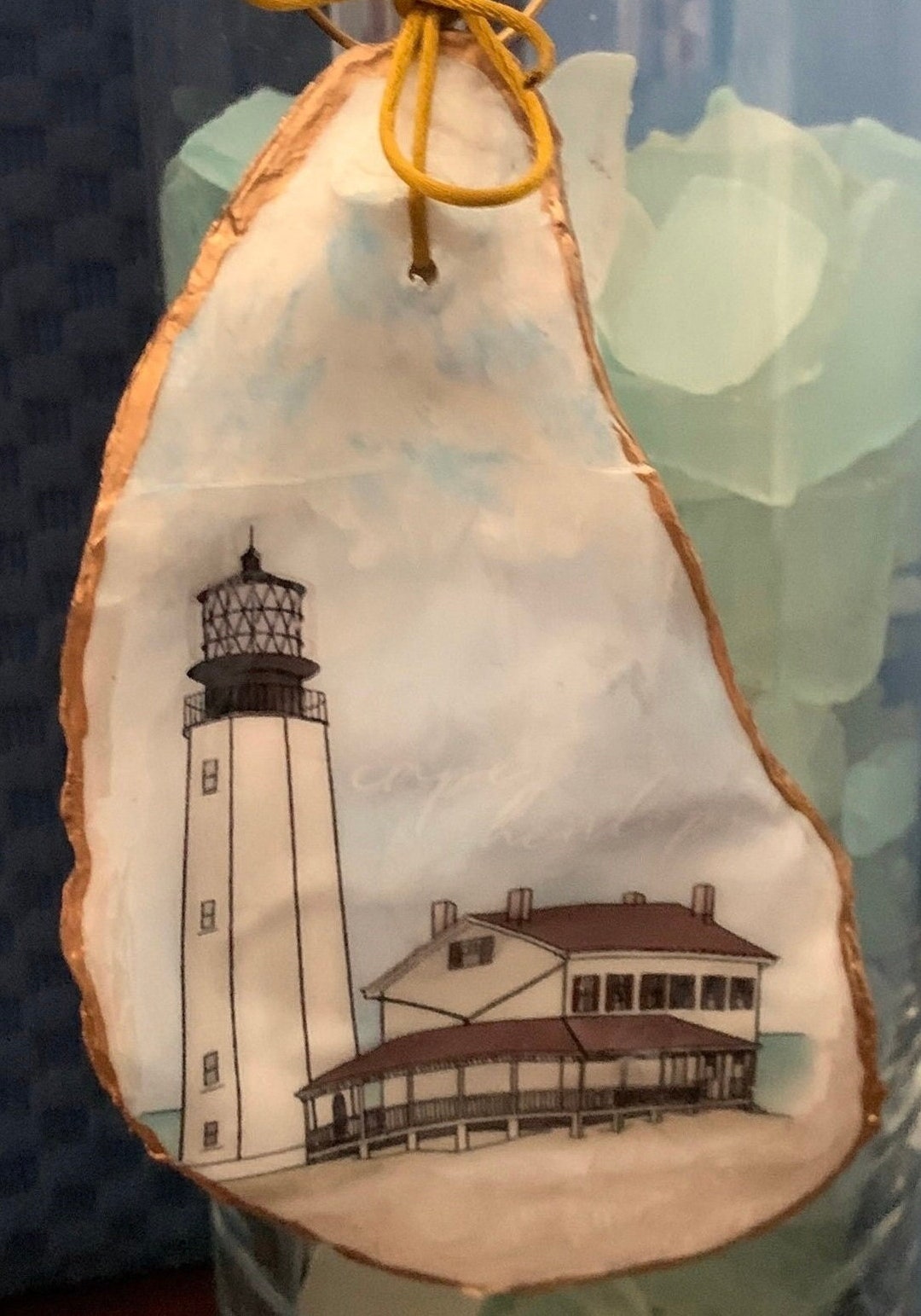 Cape Henlopen Lighthouse Oyster Shell Ornament - Etsy