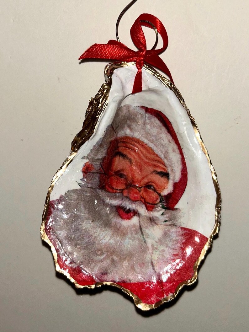 Jolly Santa Oyster Shell Ornament. - Etsy
