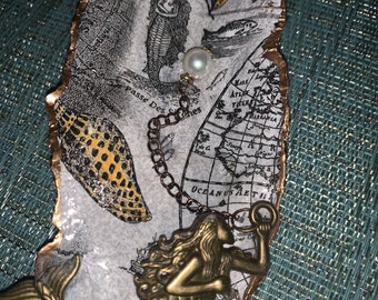 Mermaid With Martini Oyster Shell Ornament - Etsy