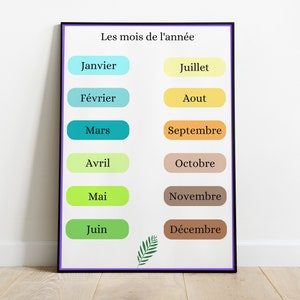 Set of 4 French Posters, Posters: Months, Day of the Week, Alphabet ...