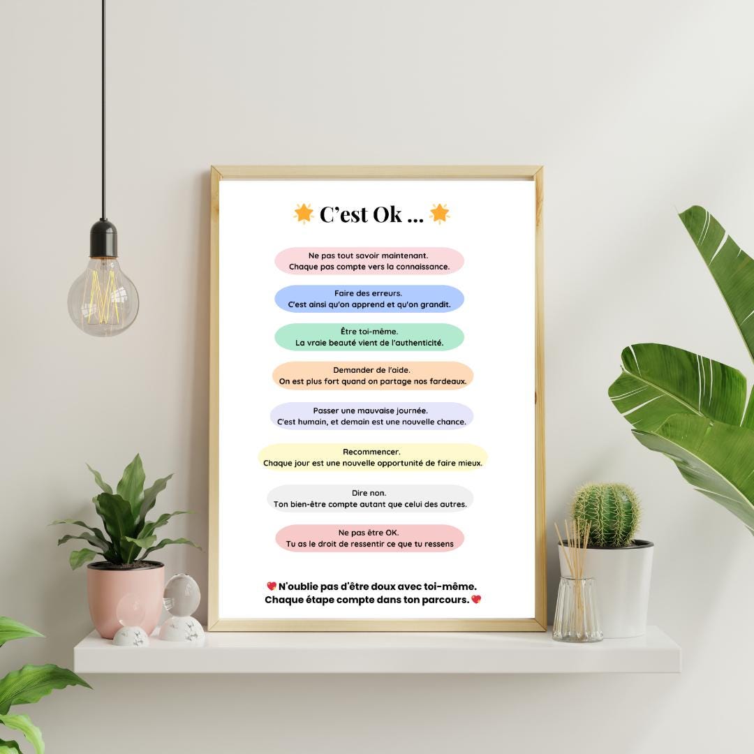 Well-being Poster it's OK To..., Positive Motivational Quote, Soothing ...