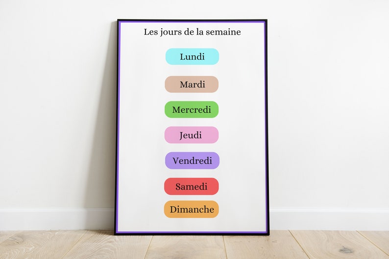 Set of 4 French Posters, Posters: Months, Day of the Week, Alphabet ...