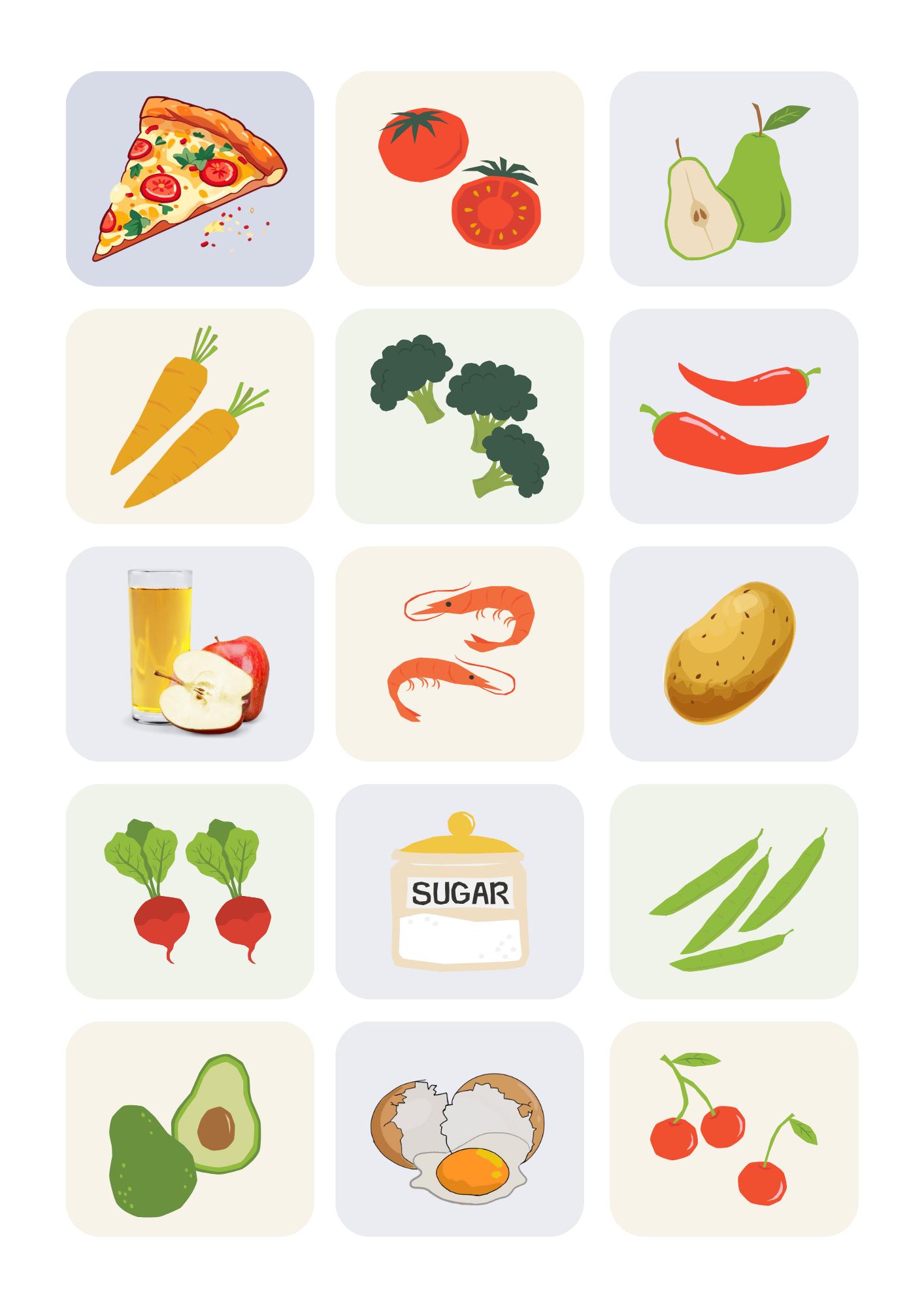 Food Memory, Memory Game, Food Game, Fun Game, Small Cards - Etsy