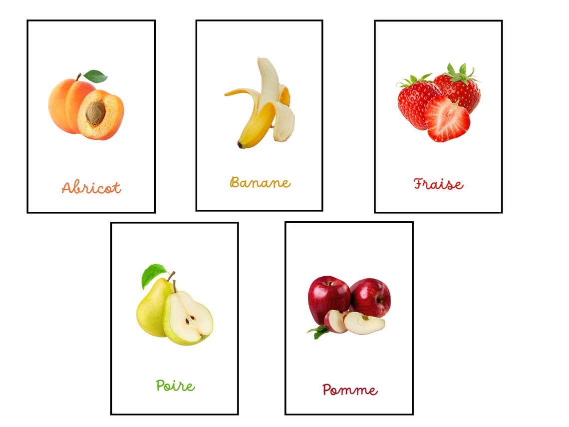 Flashcards fruits et légumes 8x12cm Français cartes fruits et légumes ...