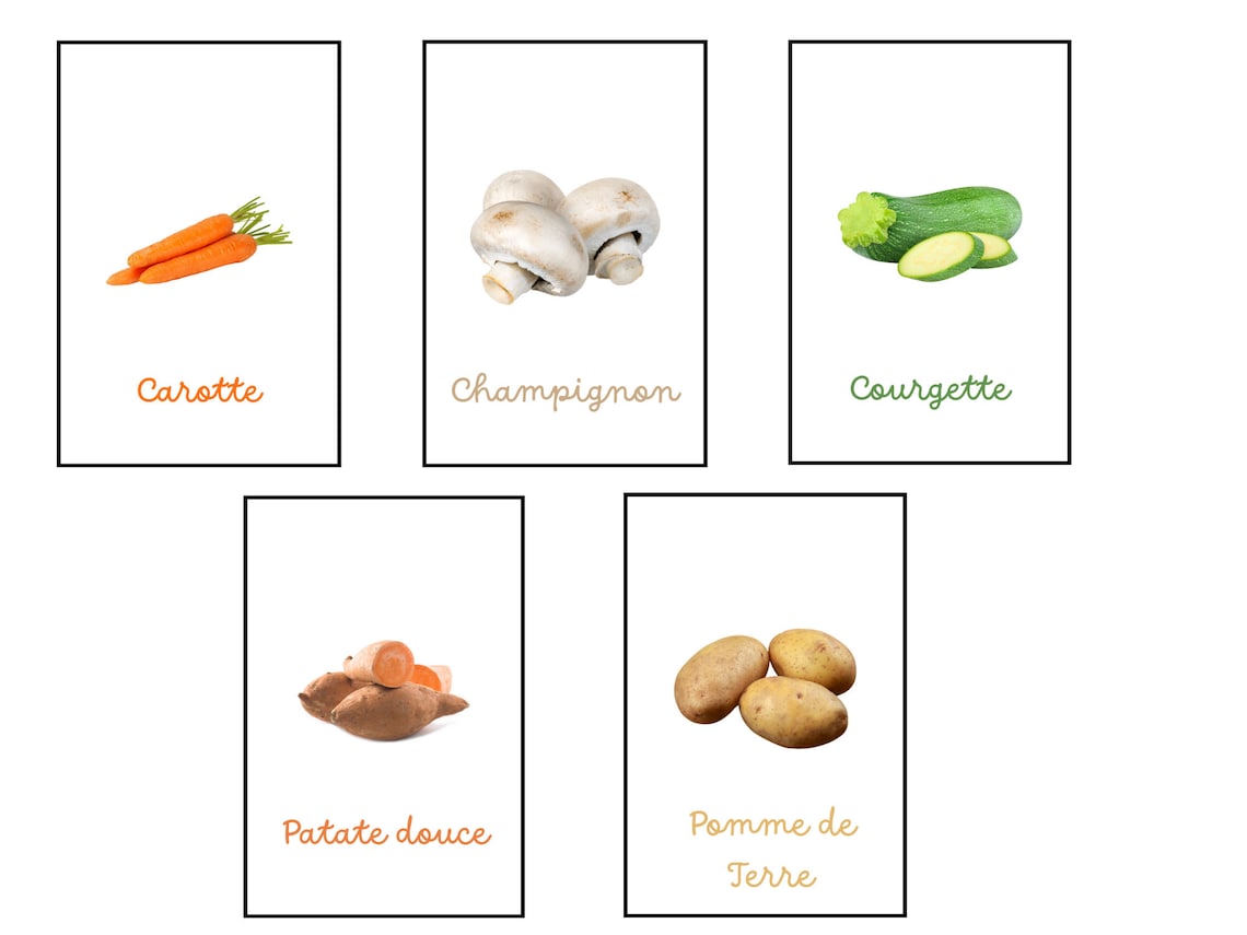Flashcards fruits et légumes 8x12cm Français cartes fruits et légumes ...