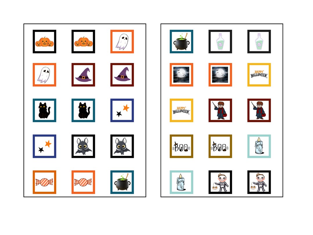 Halloween Memory, Memory Game, Memory Game, Halloween, 4 X 4 Cm Card - Etsy