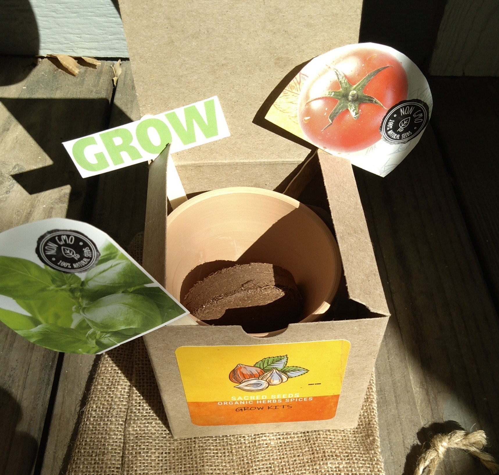 Seeds Gardening & Plants Non-GMO Sweet Basil Grow Kit etna.com.pe