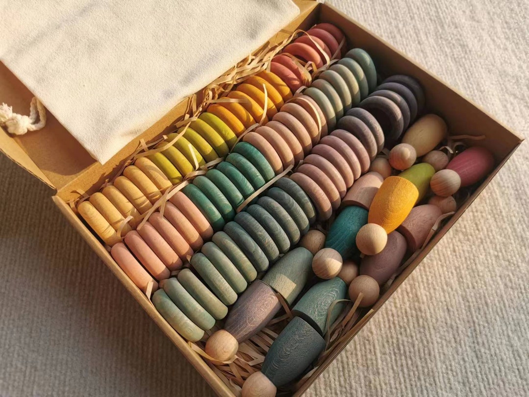 Wooden Peg Dolls, Rainbow Peg Dolls Set, Color Sorting Game, Waldorf ...