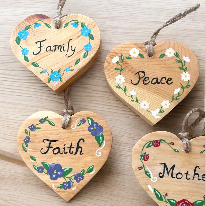 Painted Wooden Heart - Etsy