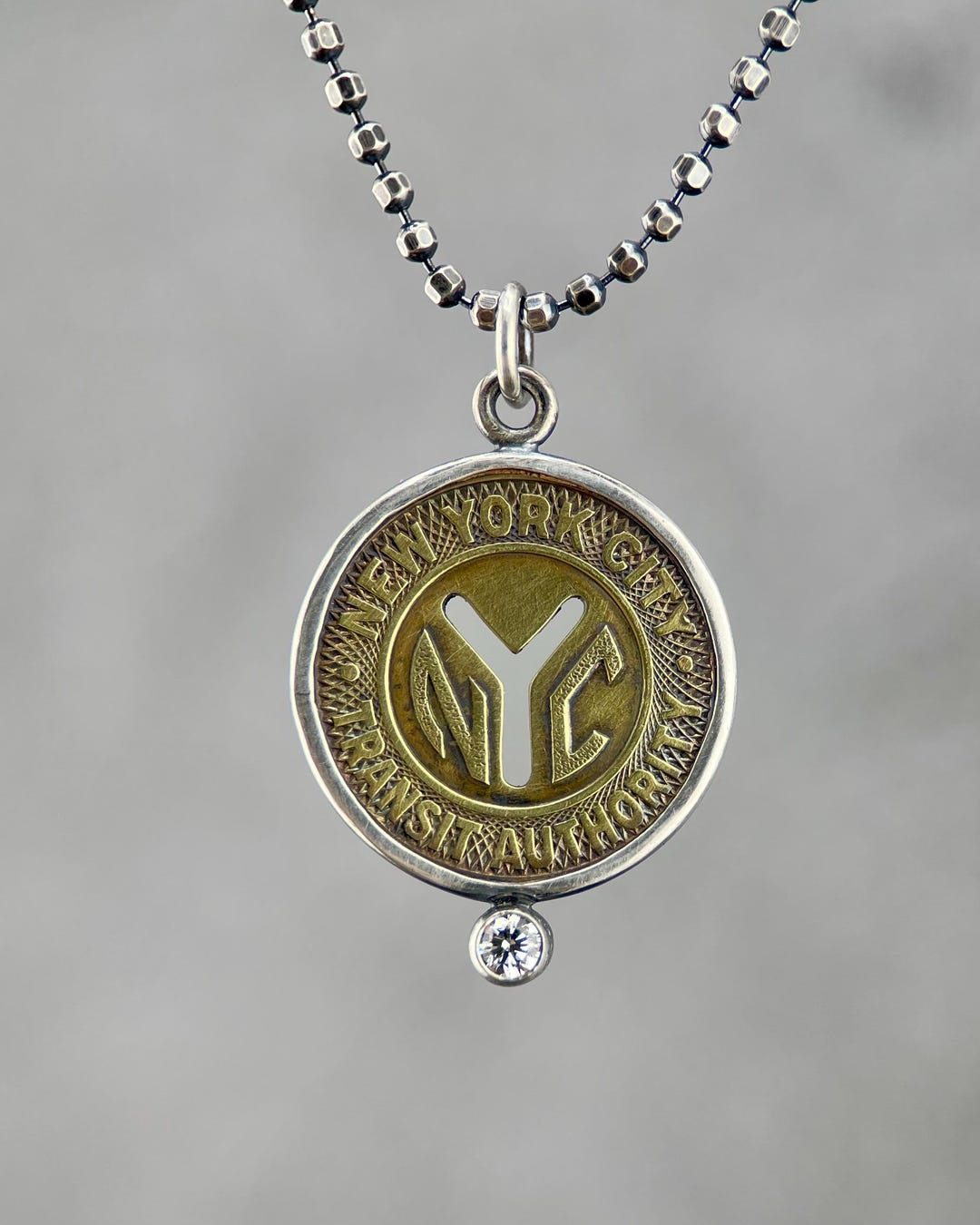 Handmade NYC Subway Token Pendant Necklace: Sterling Silver, Cubic ...