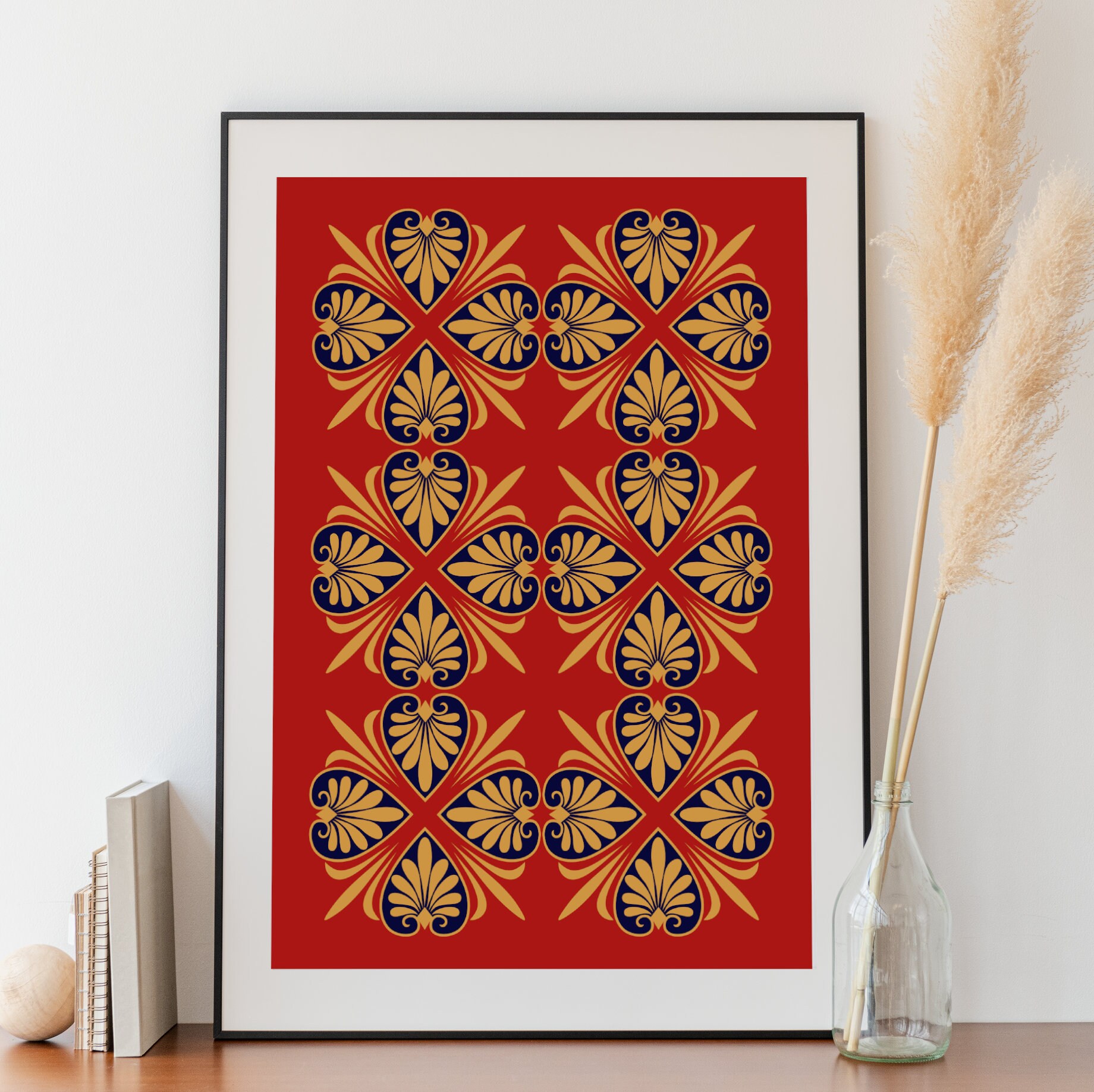 Greek Pattern, Greek Wall Art, Mediterranean Art, Pattern Art, Set of 2 ...