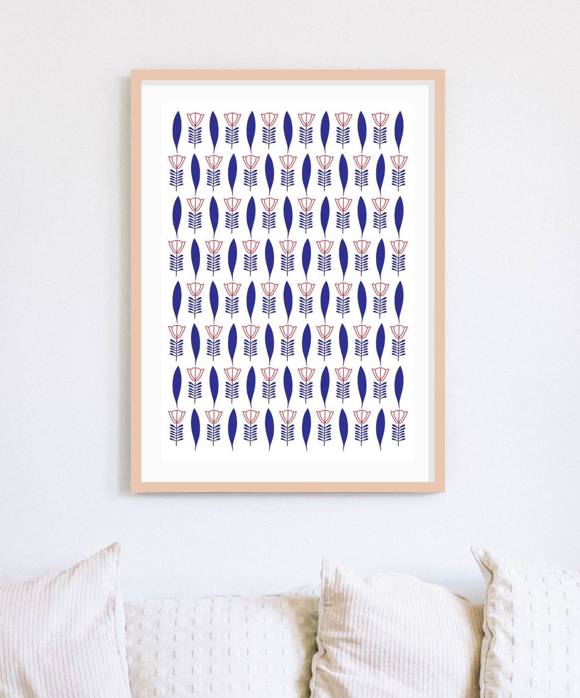 Lebanese Art Print, Lebanese Coffee Cup Pattern Blue and Red ...