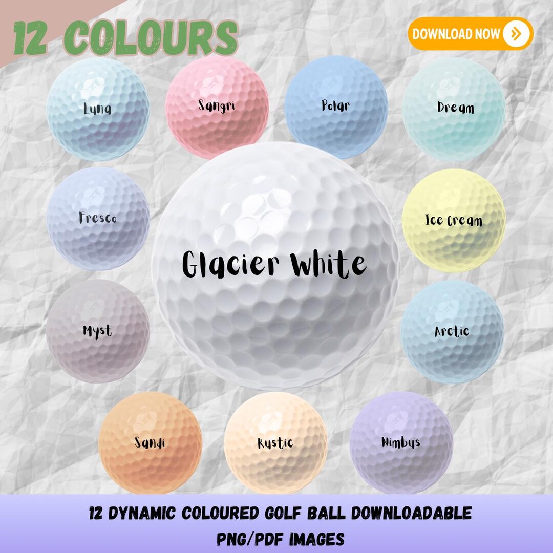 Colorful Golf Ball Clipart: 12 Color PNG & PDF (digital Download) - Etsy