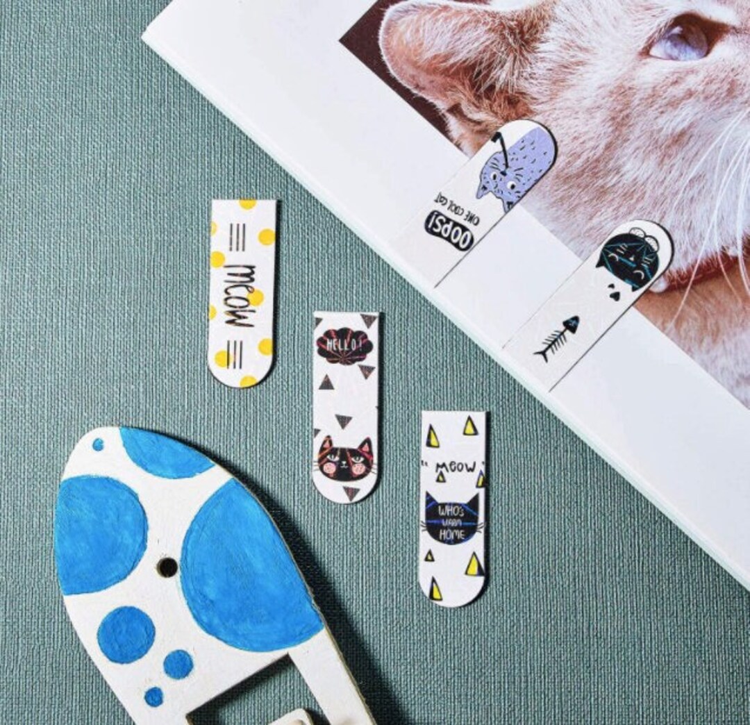 Cute Cat Magnetic Bookmark Cat Bookmark Bundle Set of 4 Cute - Etsy UK