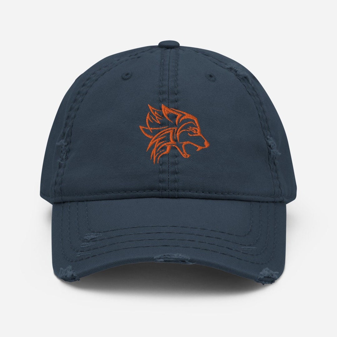 Embroidered Wolf Head Distressed Baseball Cap: Valhalla Style - Etsy