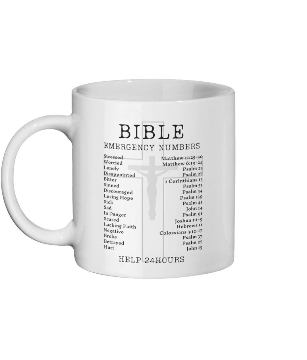 Bible Emergency Numbers Coffee Mug, 11oz White Mug Christian Mug ...