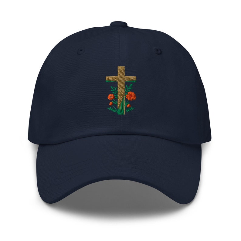 Jesus Cross Embroidered Baseball Cap: Christian Floral Design Unisex ...