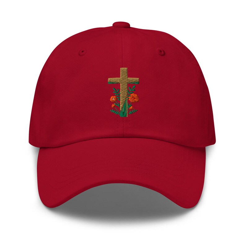 Jesus Cross Embroidered Baseball Cap: Christian Floral Design Unisex ...