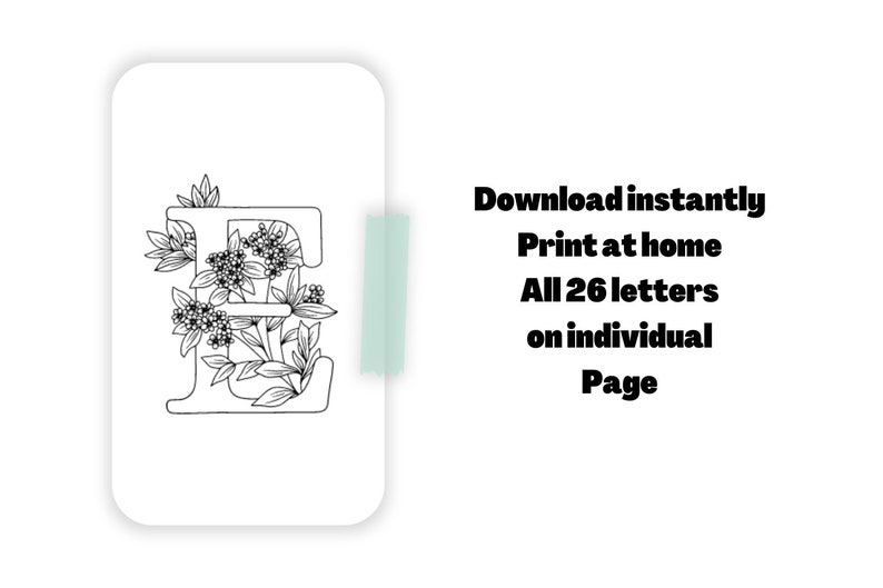 Flower Colouring Page, Alphabet Colouring Page, 26 Page A to Z Floral ...