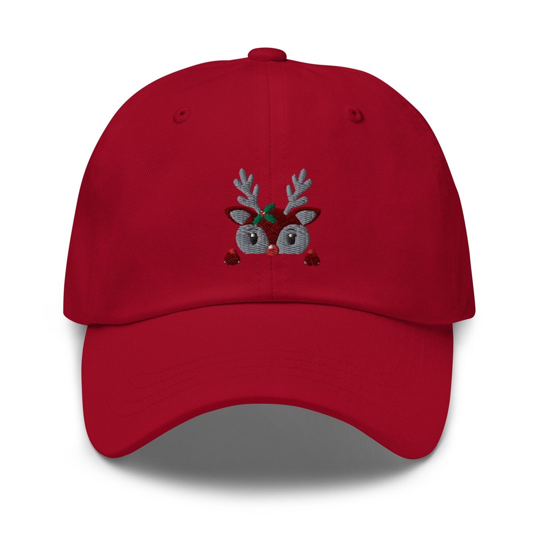Christmas Baseball Cap, Red Nose Reindeer Cap, Cute Reindeer Baseball ...