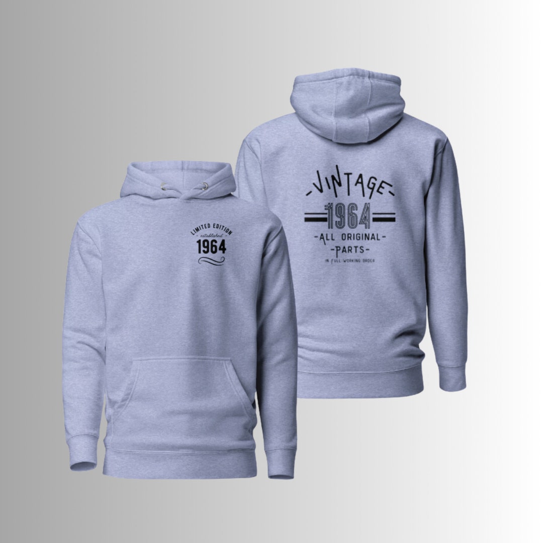 60th Birthday Hoodie, Vintage 1964, Born in 1964, Established 1964 ...