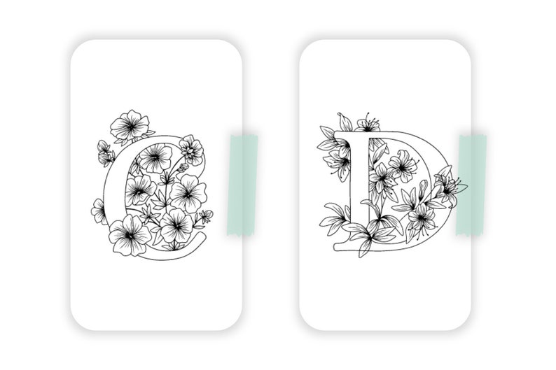 Flower Colouring Page Alphabet Colouring Page 26 Page A to Z - Etsy
