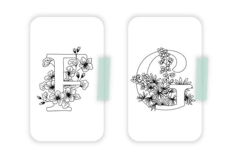 Flower Colouring Page Alphabet Colouring Page 26 Page A to Z - Etsy