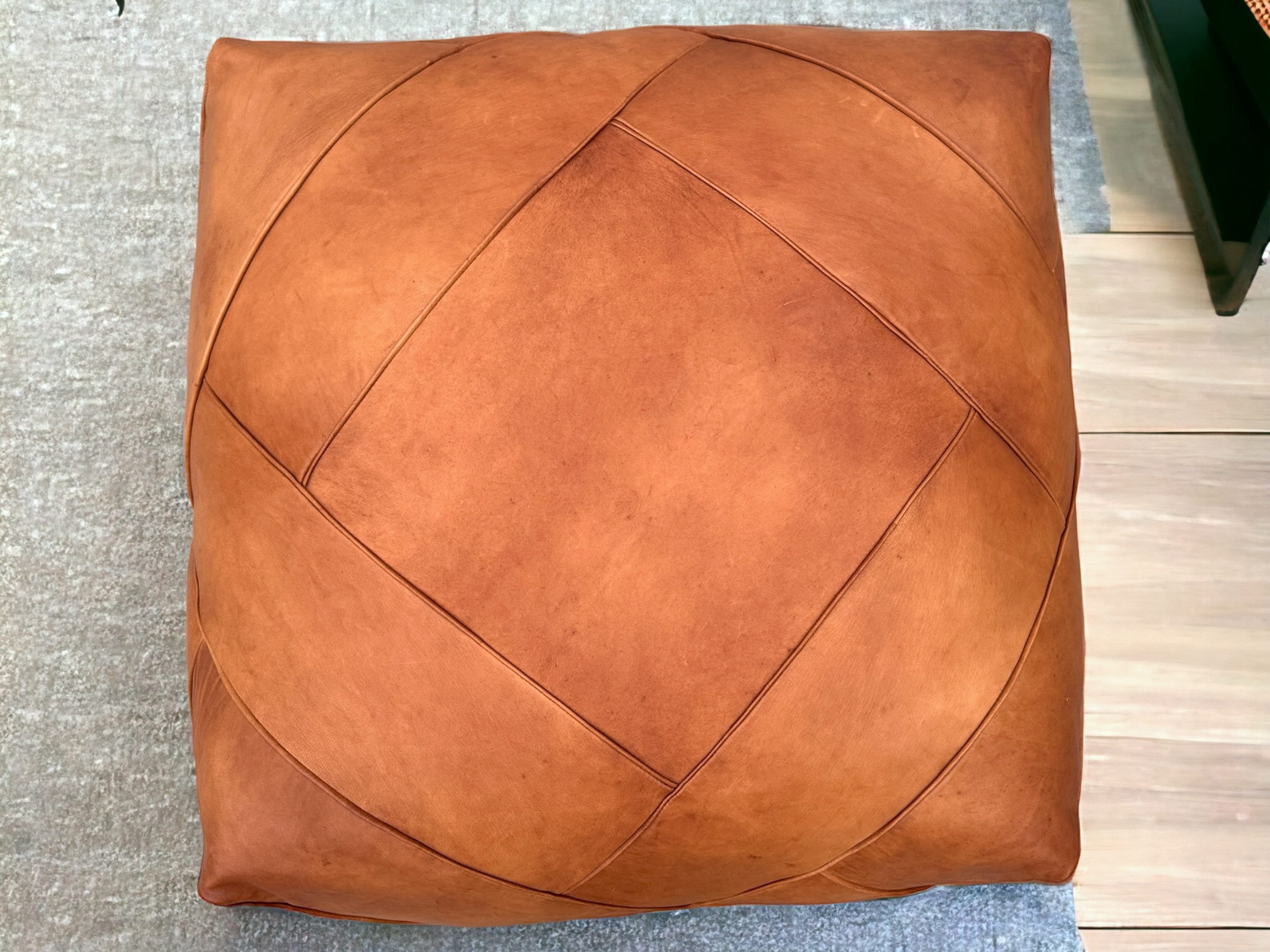 Square Pouffe Tan Leather Moroccan Amazing Square Ottoman Pouffe Moroccan Leather, Square Pouf ...