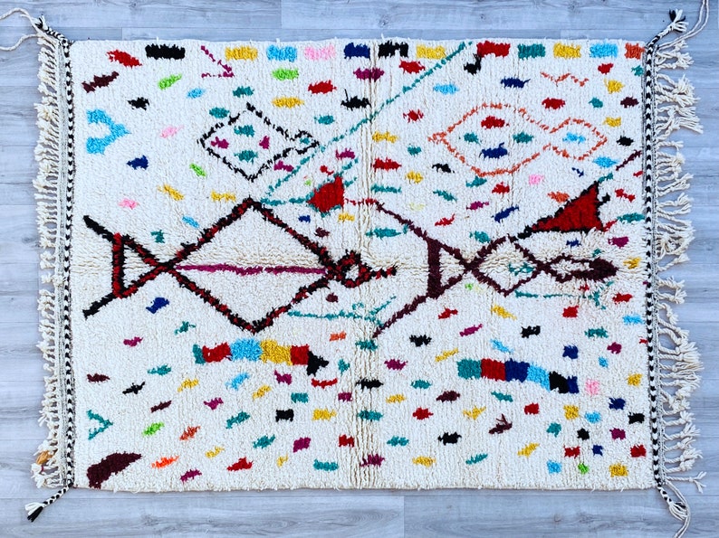 Fascinating Ben Ourain Carpet 5x7 Moroccan Rug Berber Carpet Bohemian ...