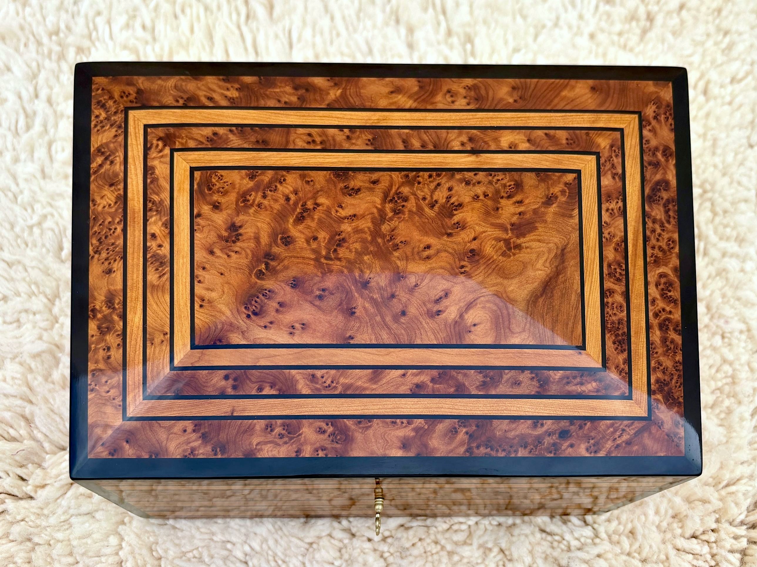 Luxury Lockable Thuya Burl Wooden 12x8in,jewelry BOX Wood Box Holder ...