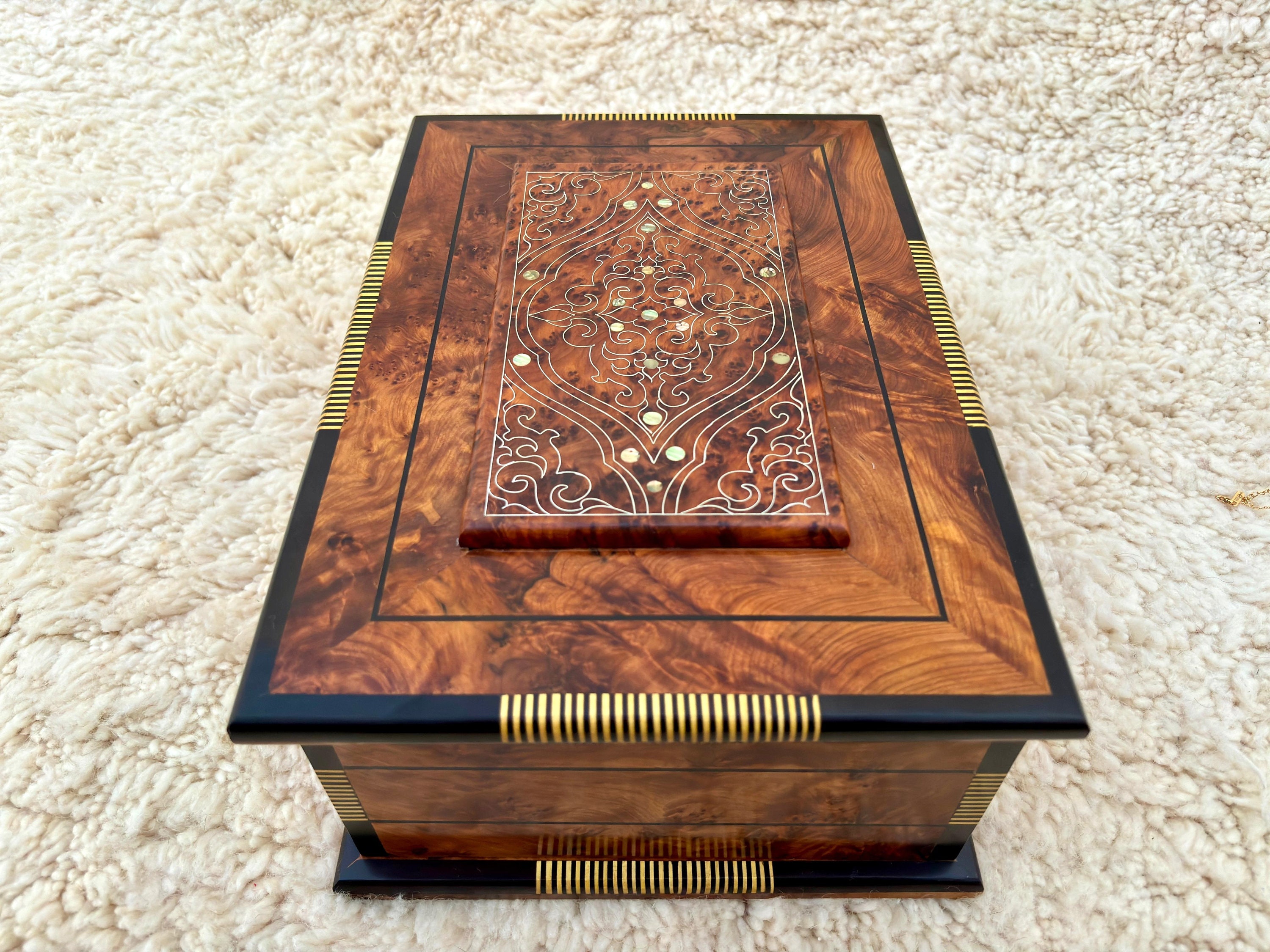 Large Wooden Jewelry Box With Mirror 12x8in, Jewelry Box With Two ...