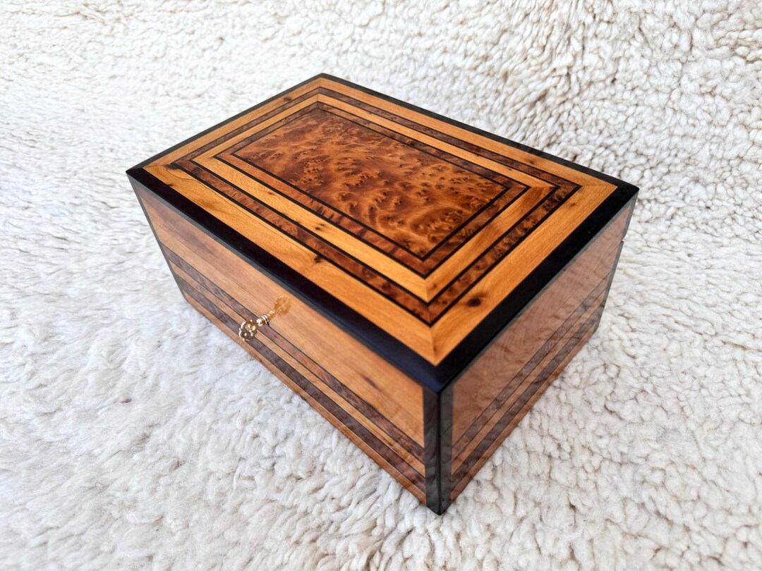 Luxury Lockable Thuya Burl Wooden 10x7in,jewelry BOX Wood Box Holder ...