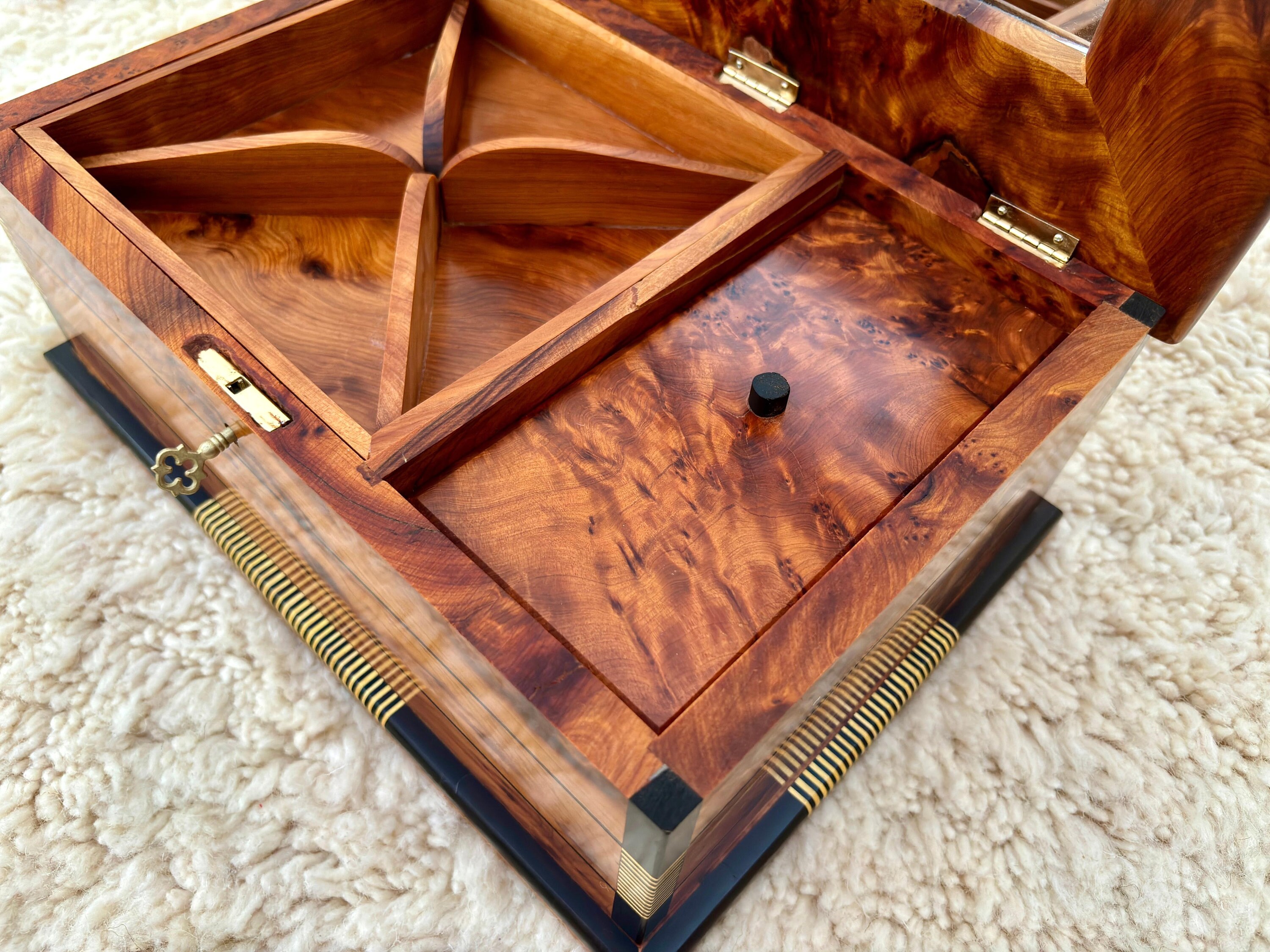 Large Wooden Jewelry Box With Mirror 12x8in, Jewelry Box With Two ...