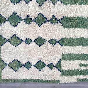 Stunning Green Moroccan Rug, Beni Ourain Rug, Handmade Rug, Abstract ...
