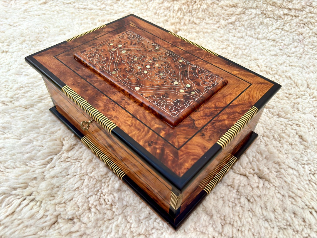 Large Wooden Jewelry Box With Mirror 12x8in, Jewelry Box With Two ...