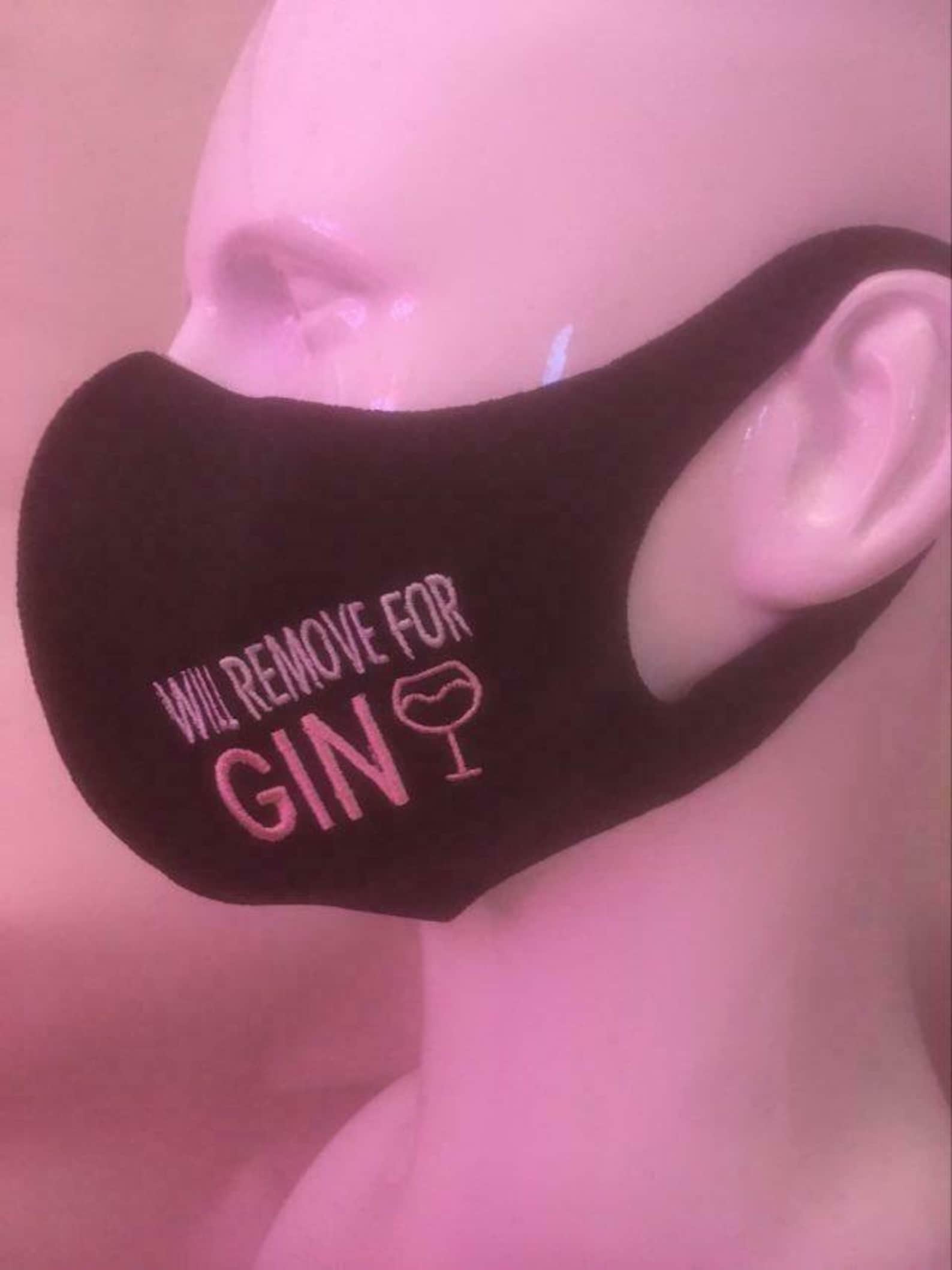 Funny Gin Novelty Face Mask Embroidered Adults. PINK YELLOW - Etsy UK